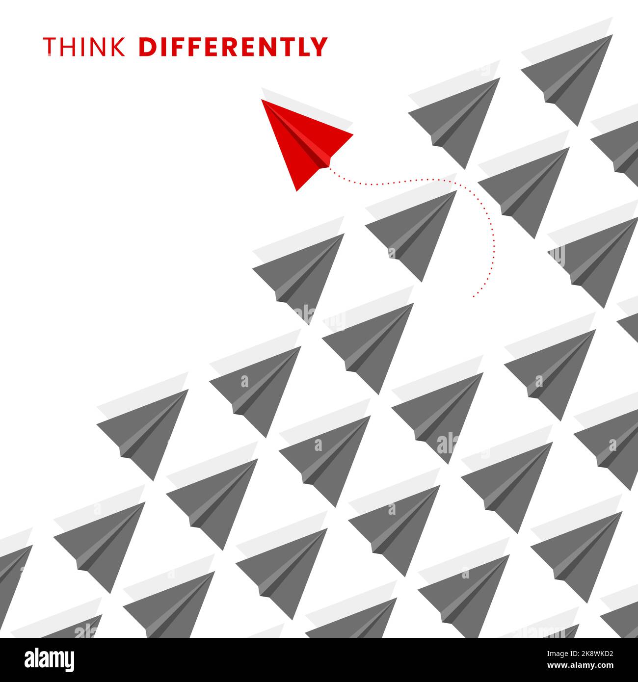 Think Differently. Business metaphor. Paper plane. Vector illustration ...