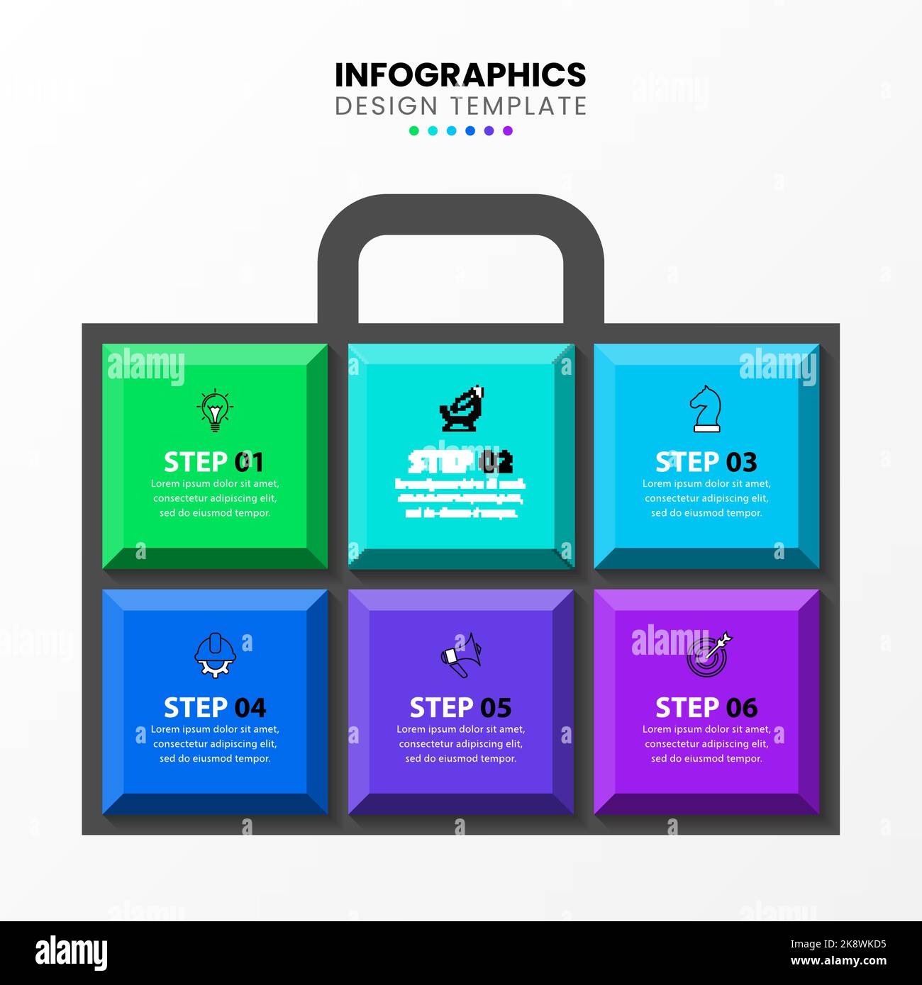 Infographic template with icons and 6 options or steps. Suitcase. Can ...