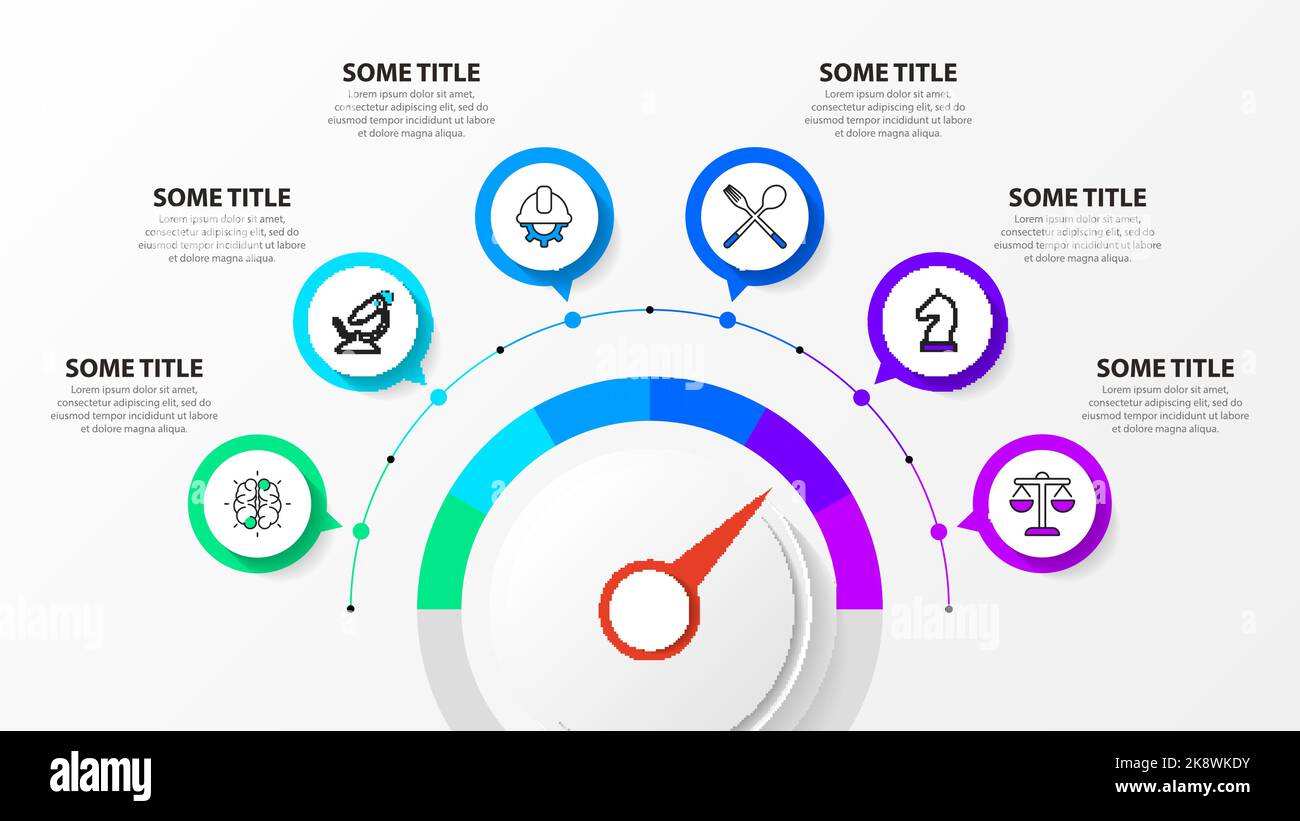 Infographic template with icons and 6 options or steps. Pointer. Can be ...