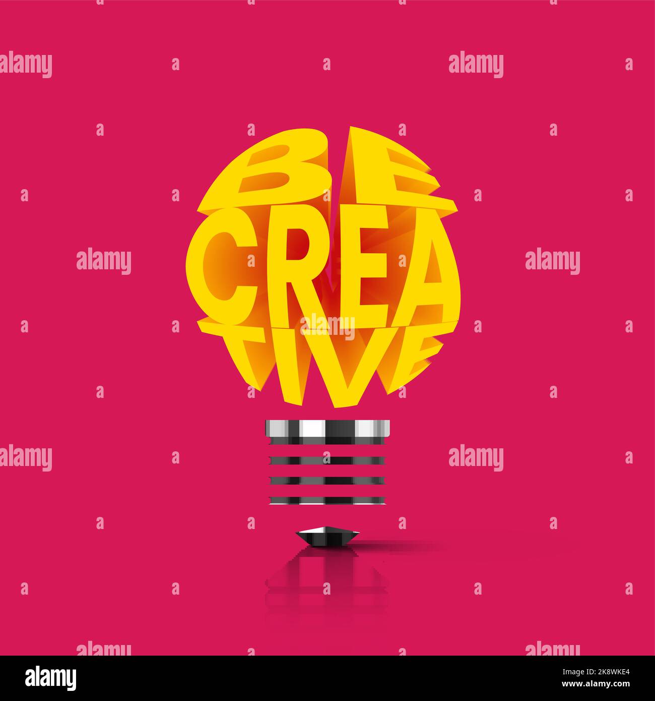 Be creative. Abstract light bulb with text. Vector illustration Stock ...