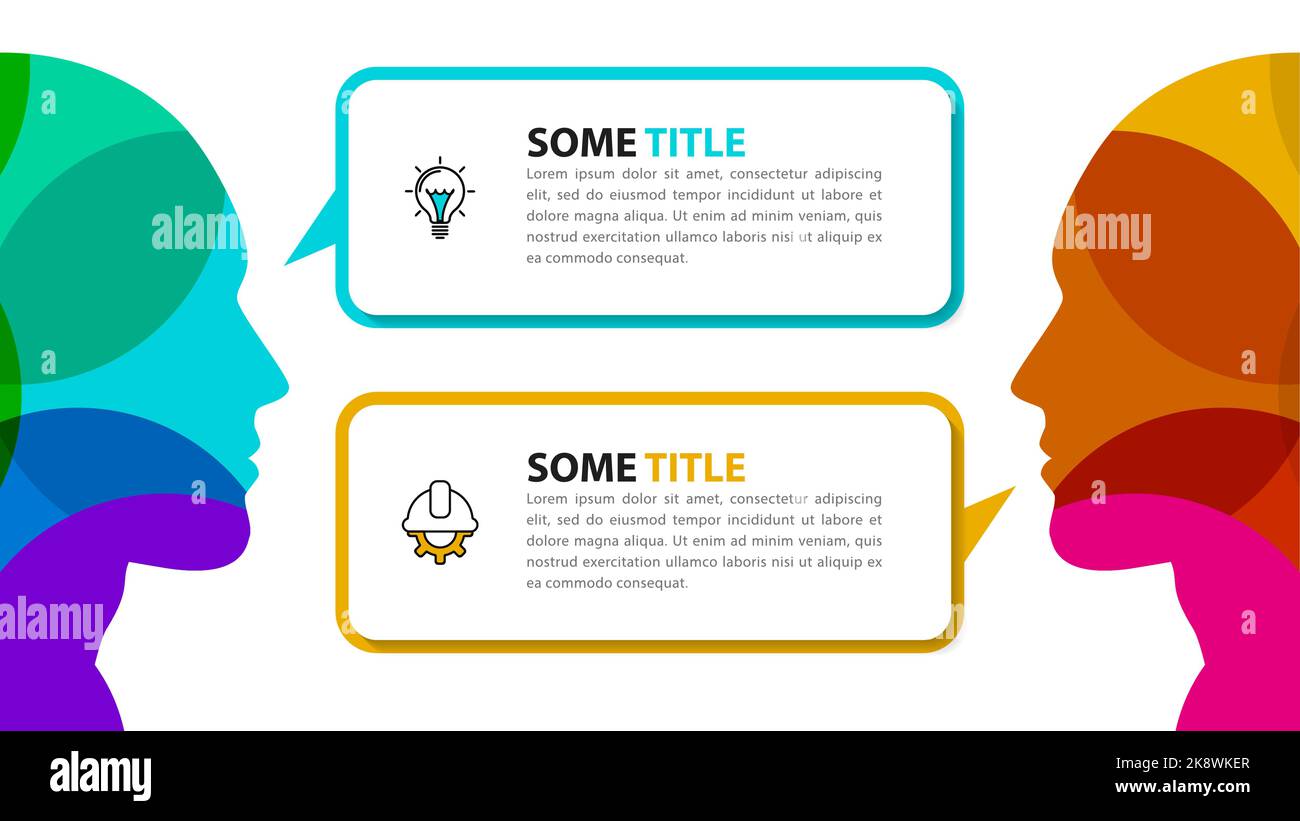 Face to face. Two creative minds talking. Infographic template. Vector illustration Stock Vector ...
