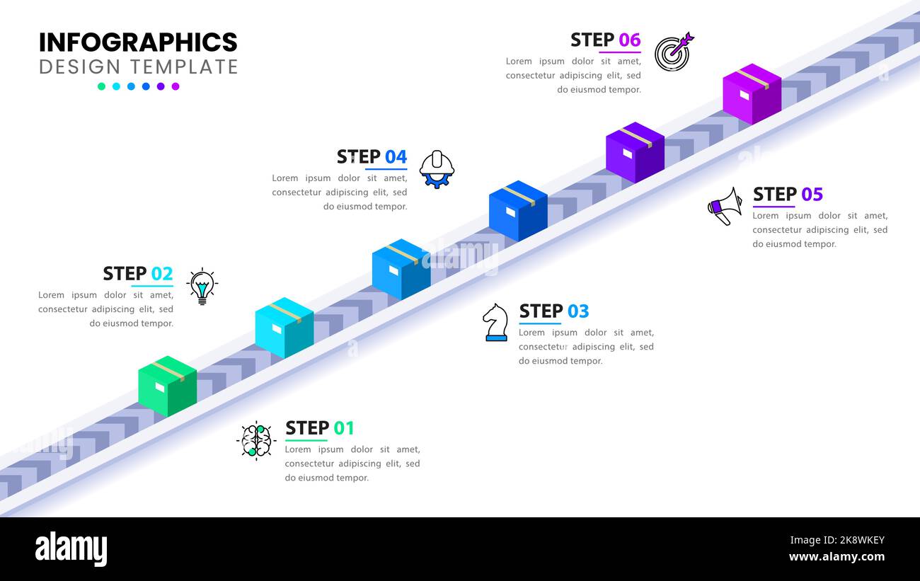 Infographic template with icons and 6 options or steps. Package. Can be ...