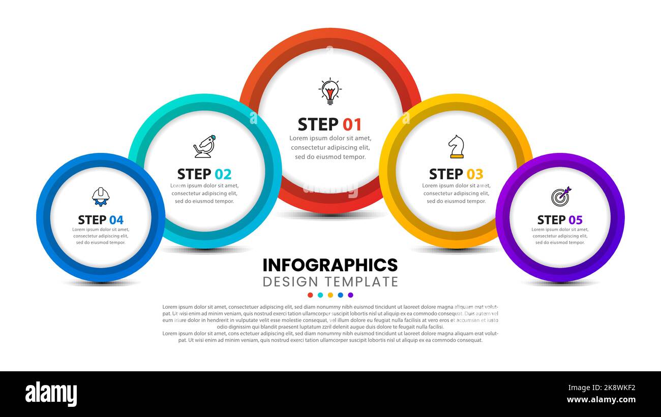 Infographic template with icons and 5 options or steps. Rings. Can be ...