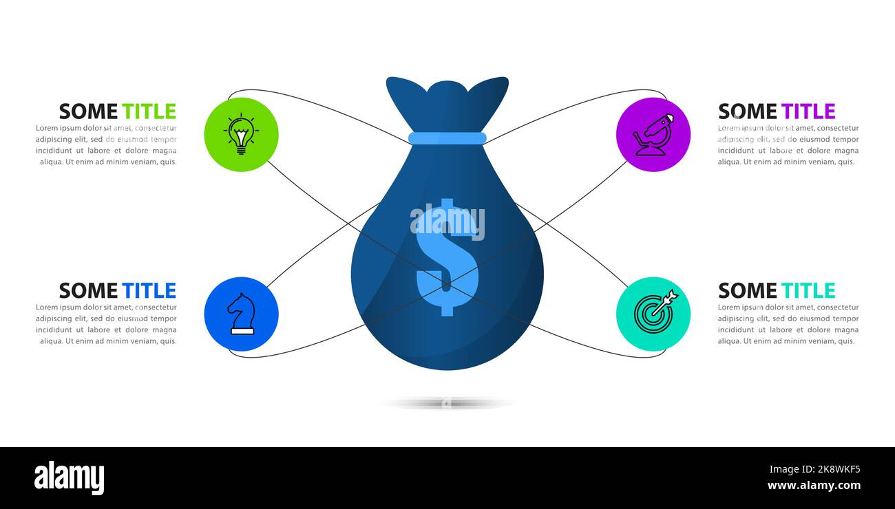 Infographic template with icons and 4 options or steps. Money. Can be ...
