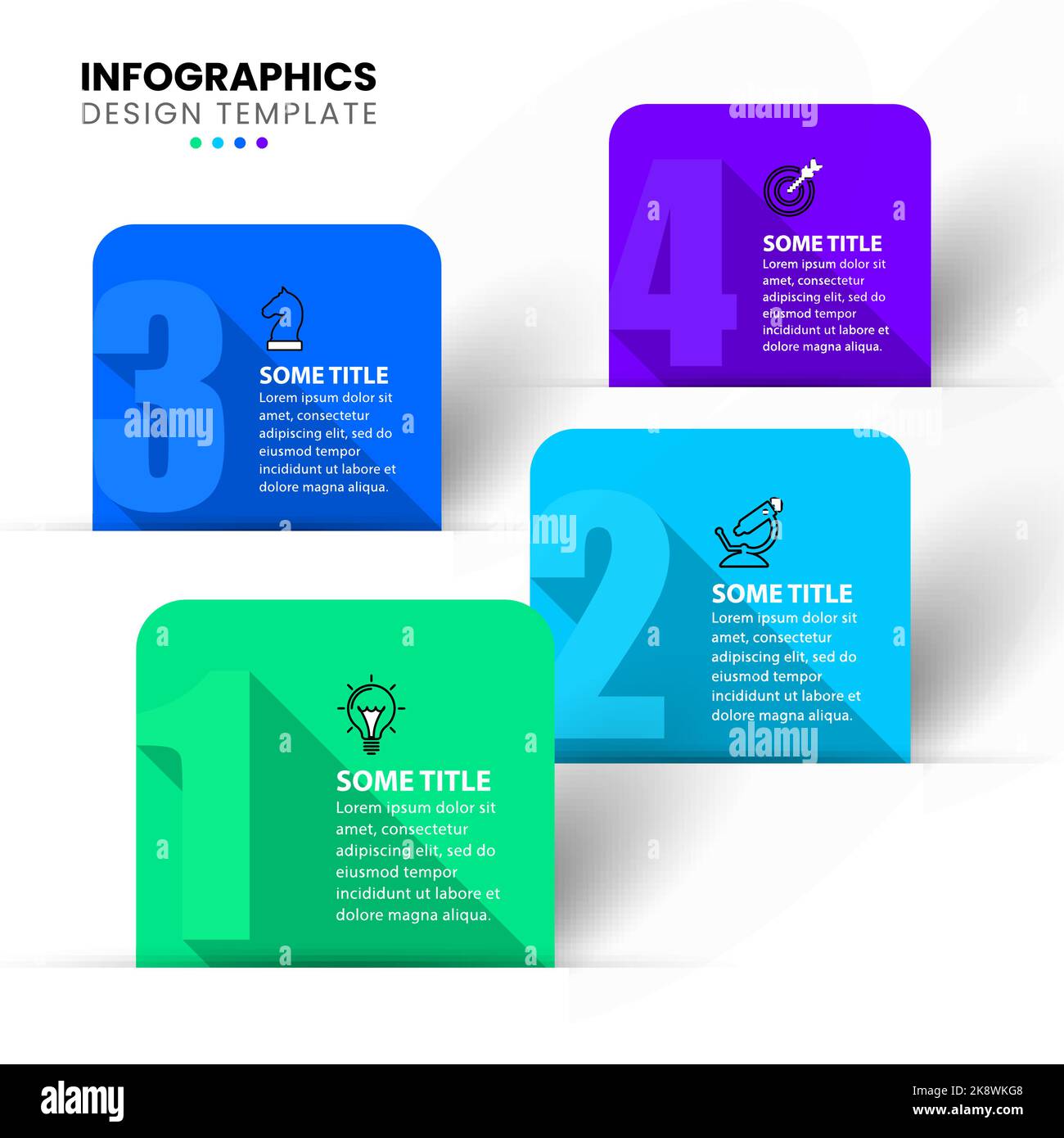 Infographic template with icons and 4 options or steps. Rectangles. Can ...