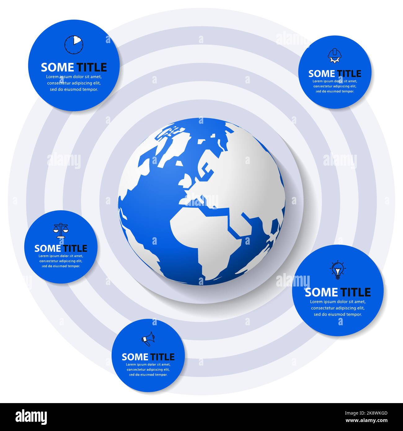 Infographic design template. Creative concept with 5 steps. Blue planet ...