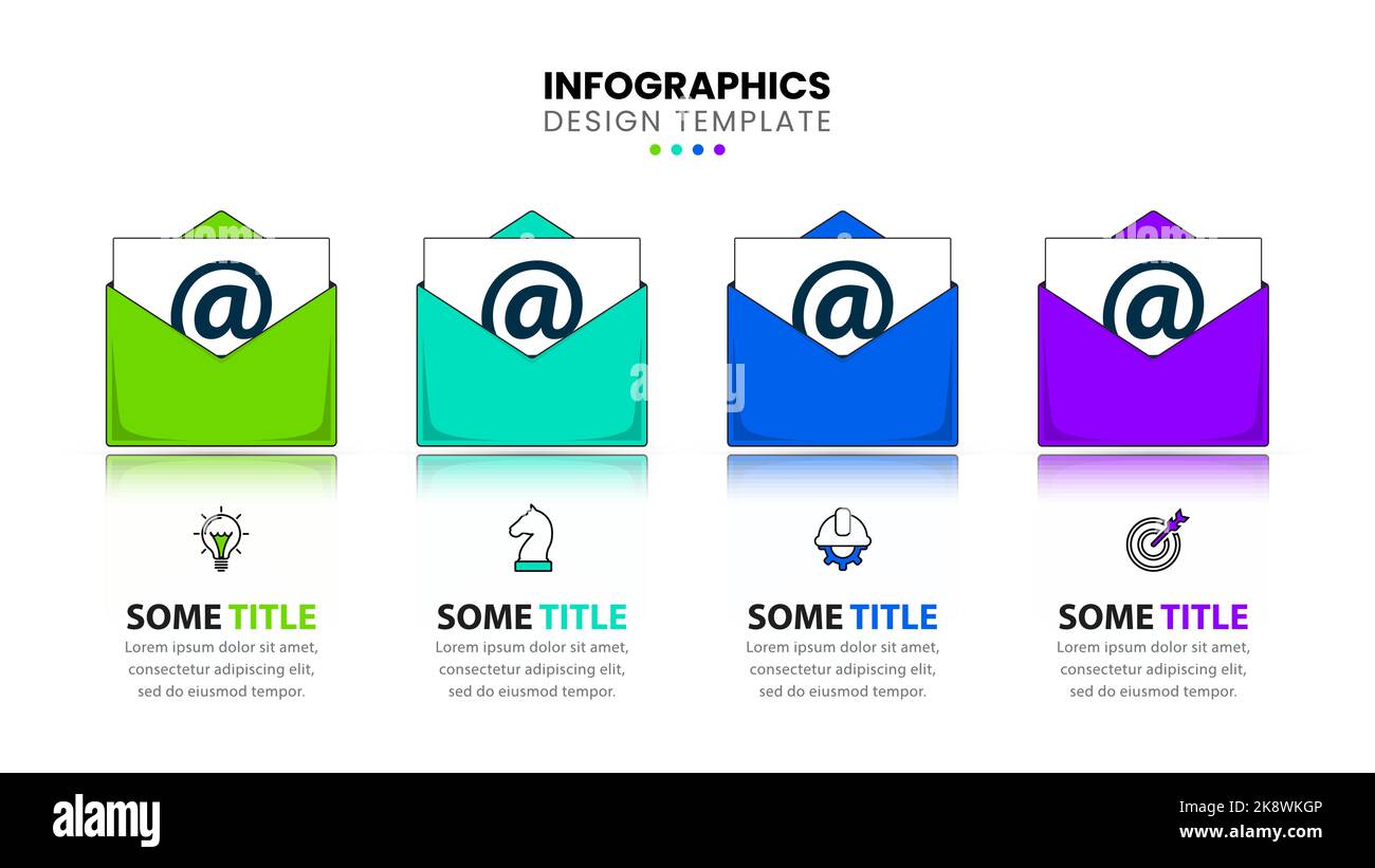 Infographic template with icons and 4 options or steps. Mail. Can be ...