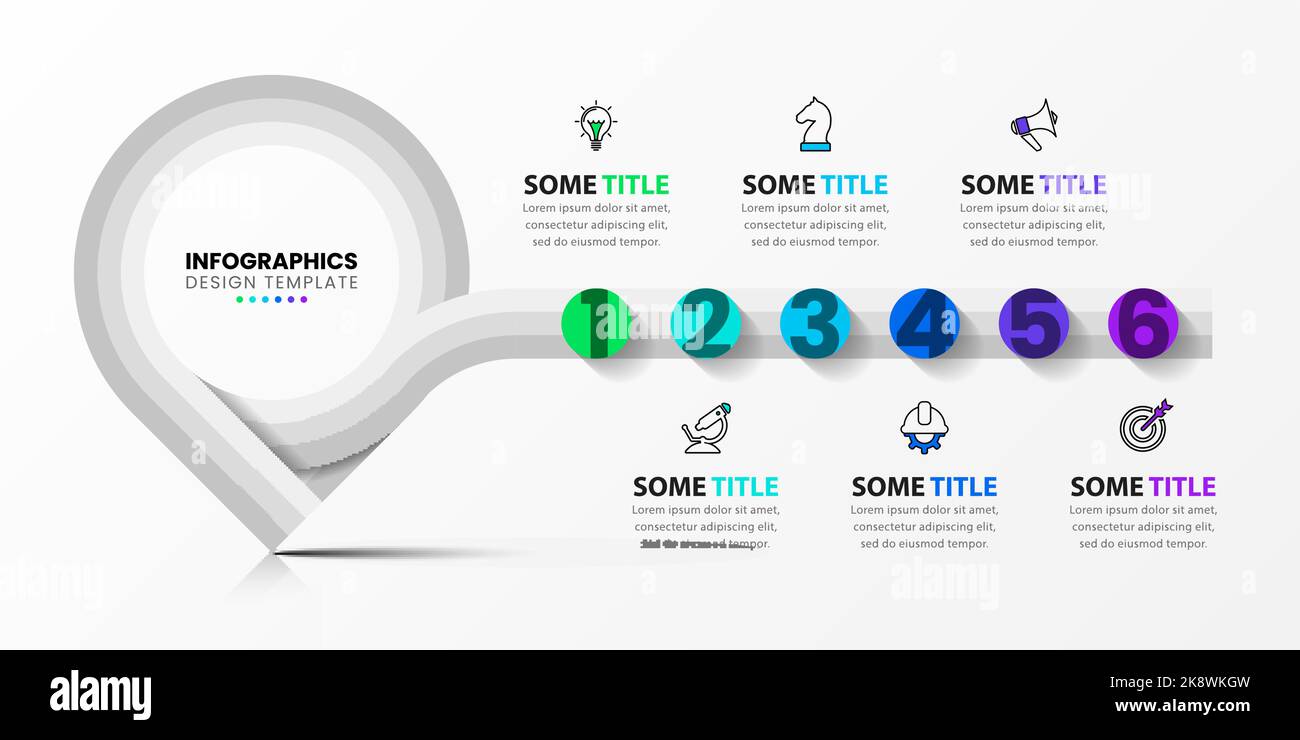 Infographic template with icons and 6 options or steps. Pointer. Can be ...