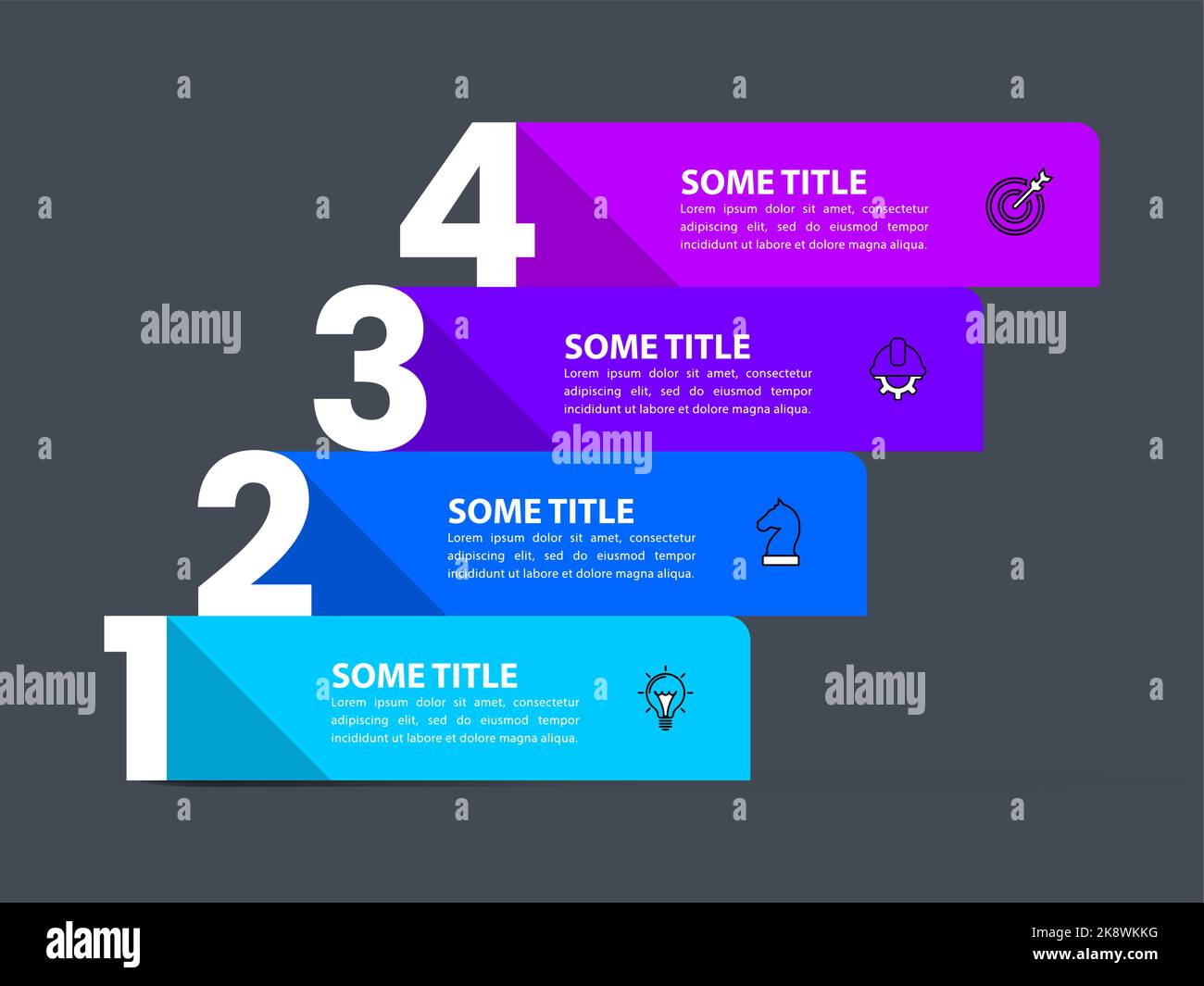 Infographic template with icons and 4 options or steps. Stairs. Can be ...