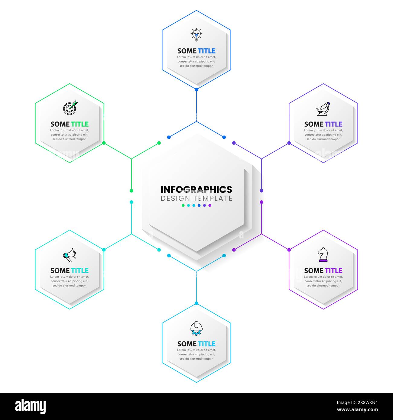 Infographic template with icons and 6 options or steps. Hexagon. Can be ...