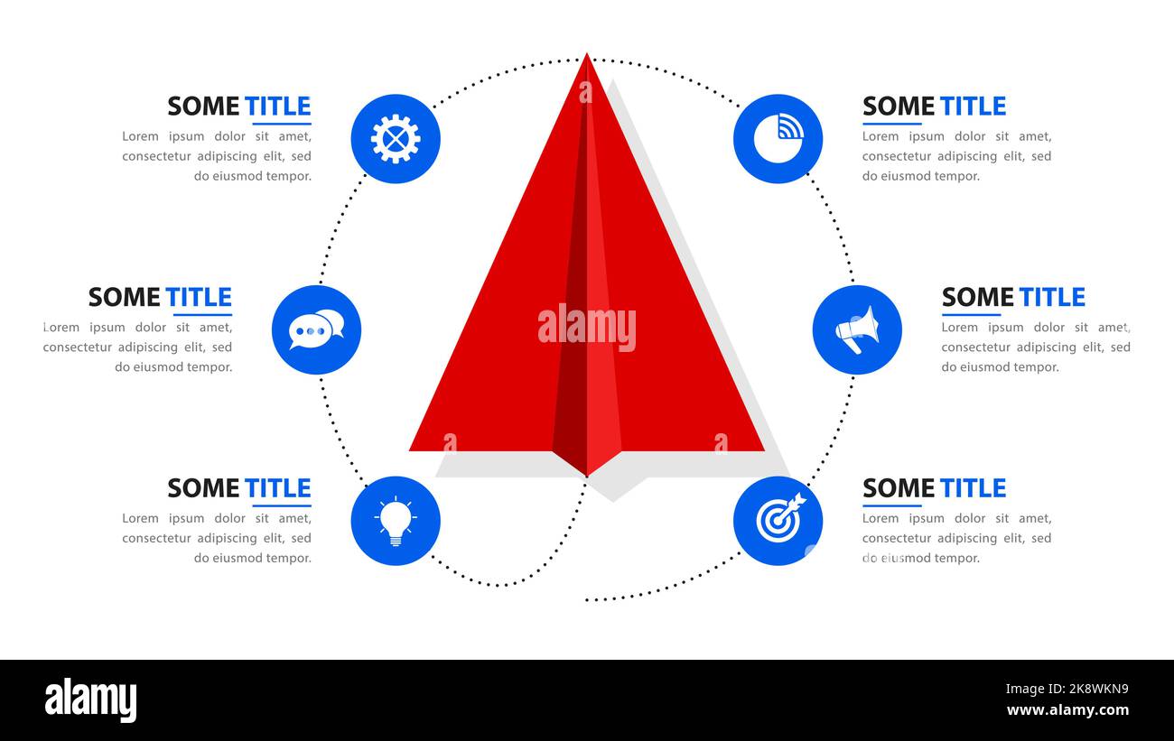 Infographic template with icons and 6 options or steps. Paper Plane ...