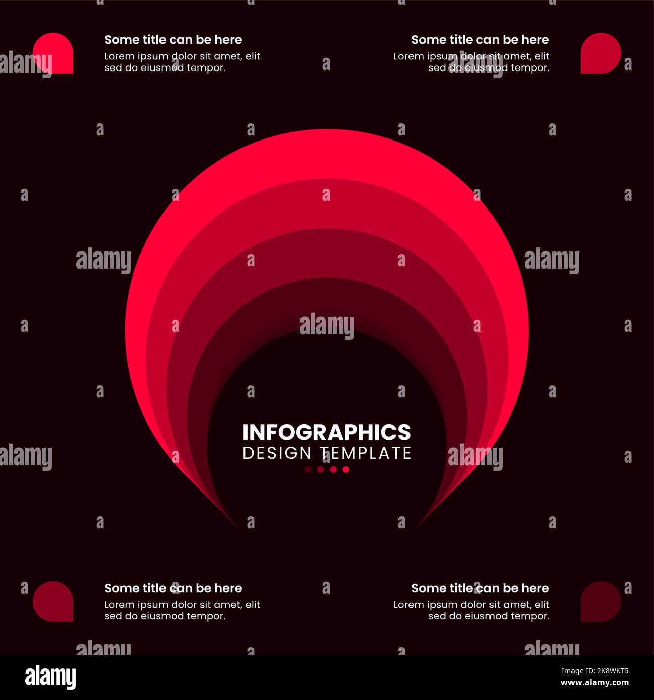 Infographic template with 4 options or steps. Red circle. Can be used ...