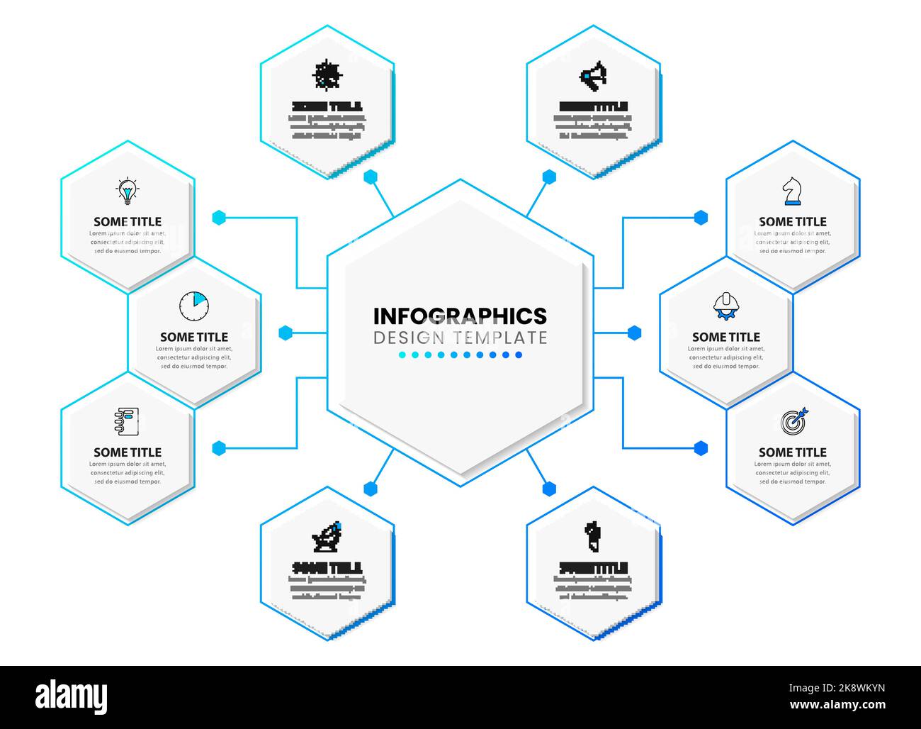 Infographic template with icons and 10 options or steps. Hexagon. Can ...