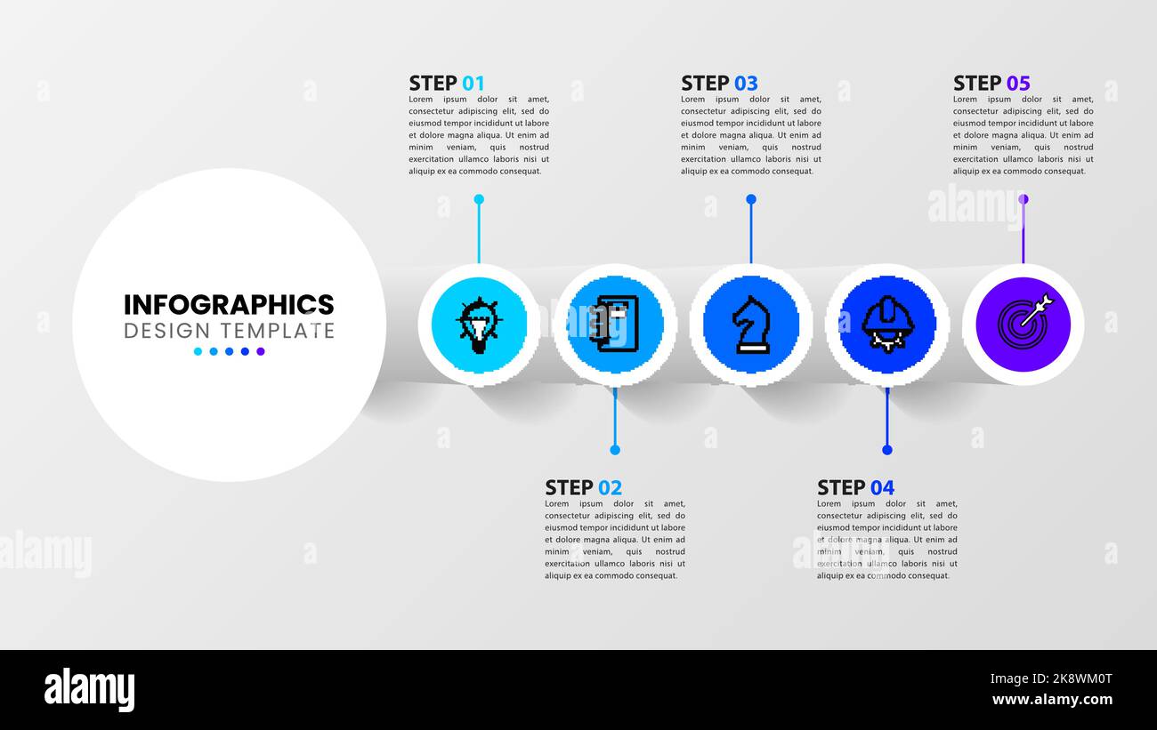 Infographic template with icons and 5 options or steps. Columns. Can be ...