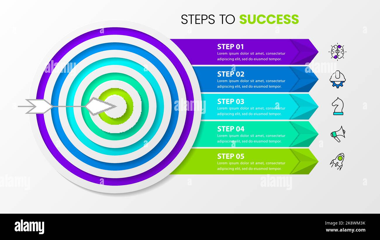 Infographic template with icons and 5 options or steps. Success. Can be used for workflow layout ...