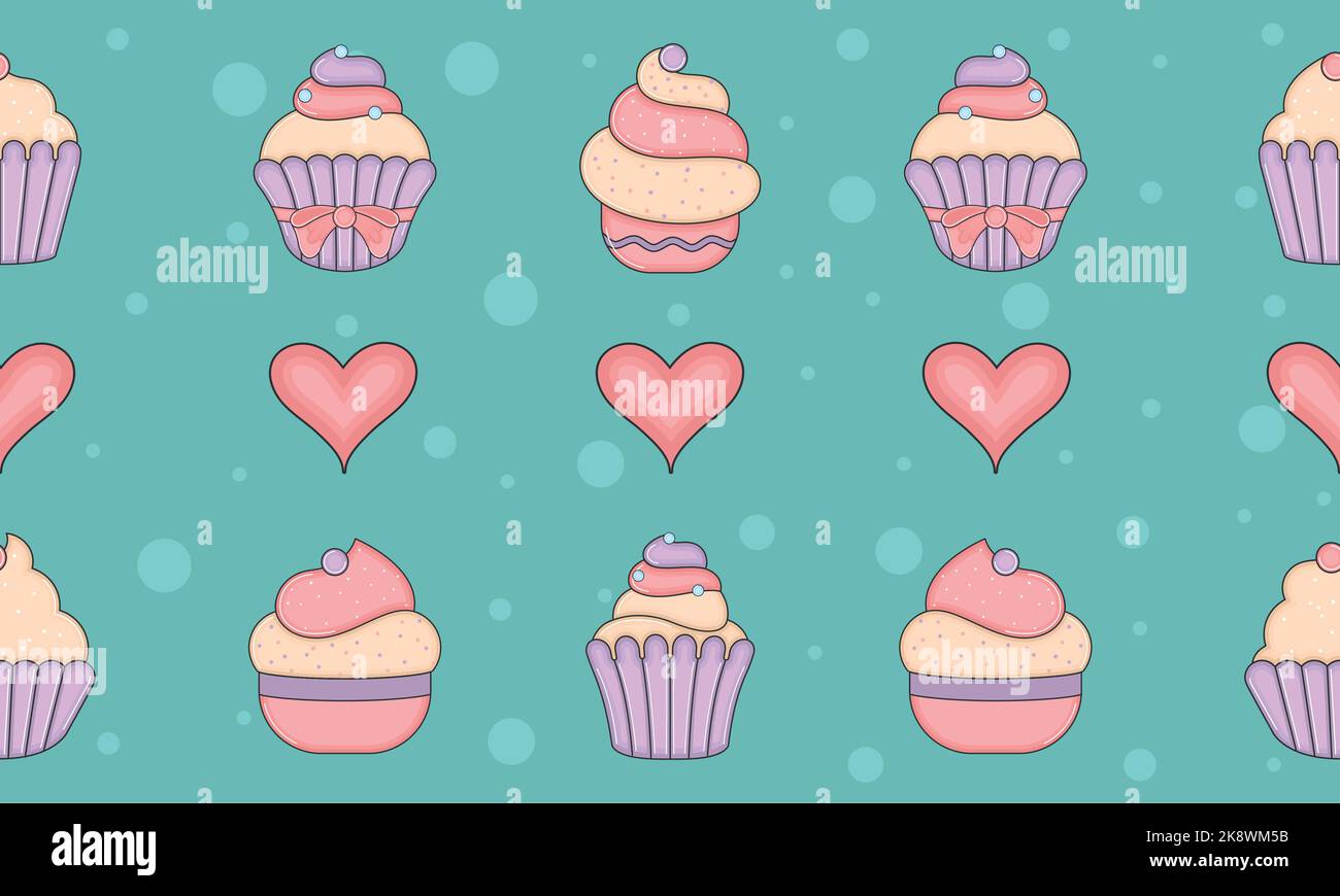 Seamless pattern background with different cupcakes Vector Stock Vector ...