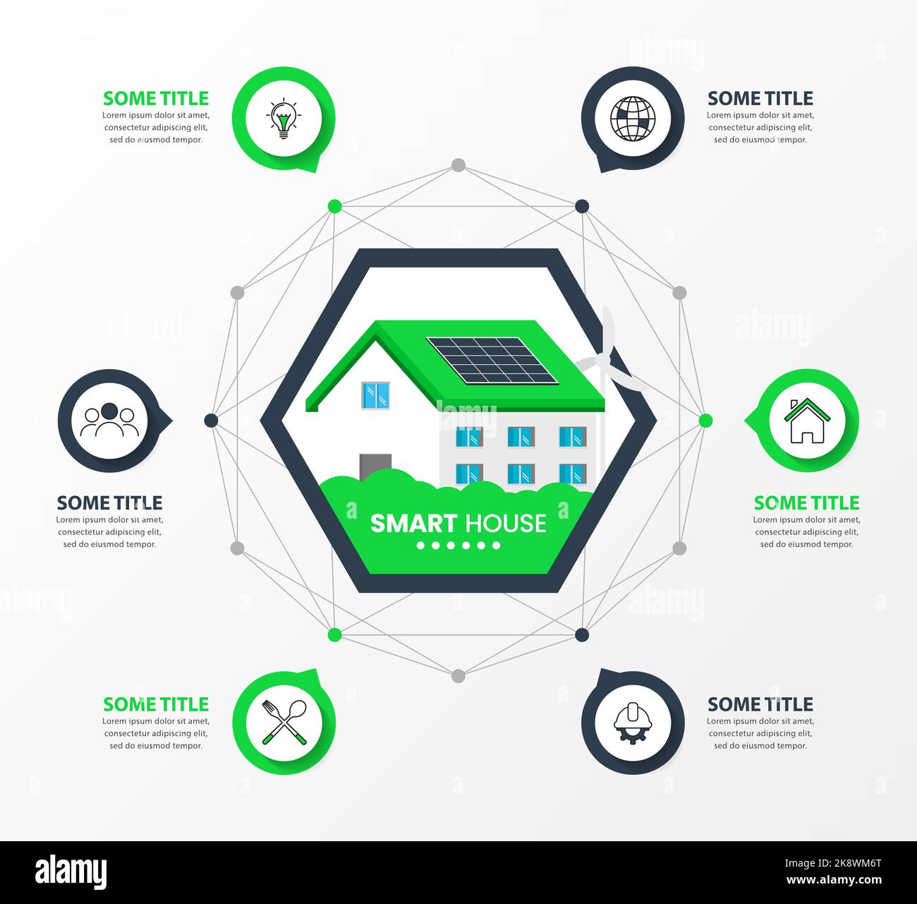 Infographic template with icons and 6 options or steps. Smart House ...