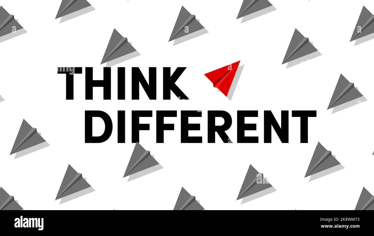 Think differently. Business metaphor with paper planes. Vector ...