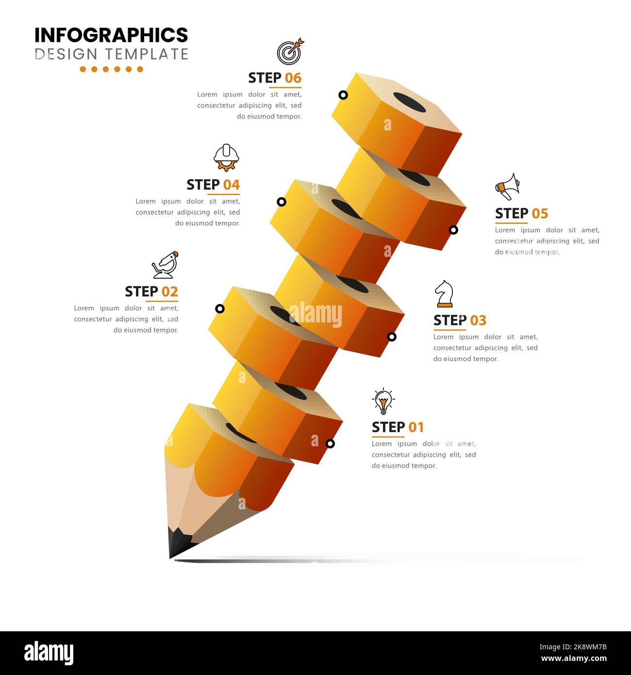 Infographic template with icons and 6 options or steps. Pencil. Can be ...