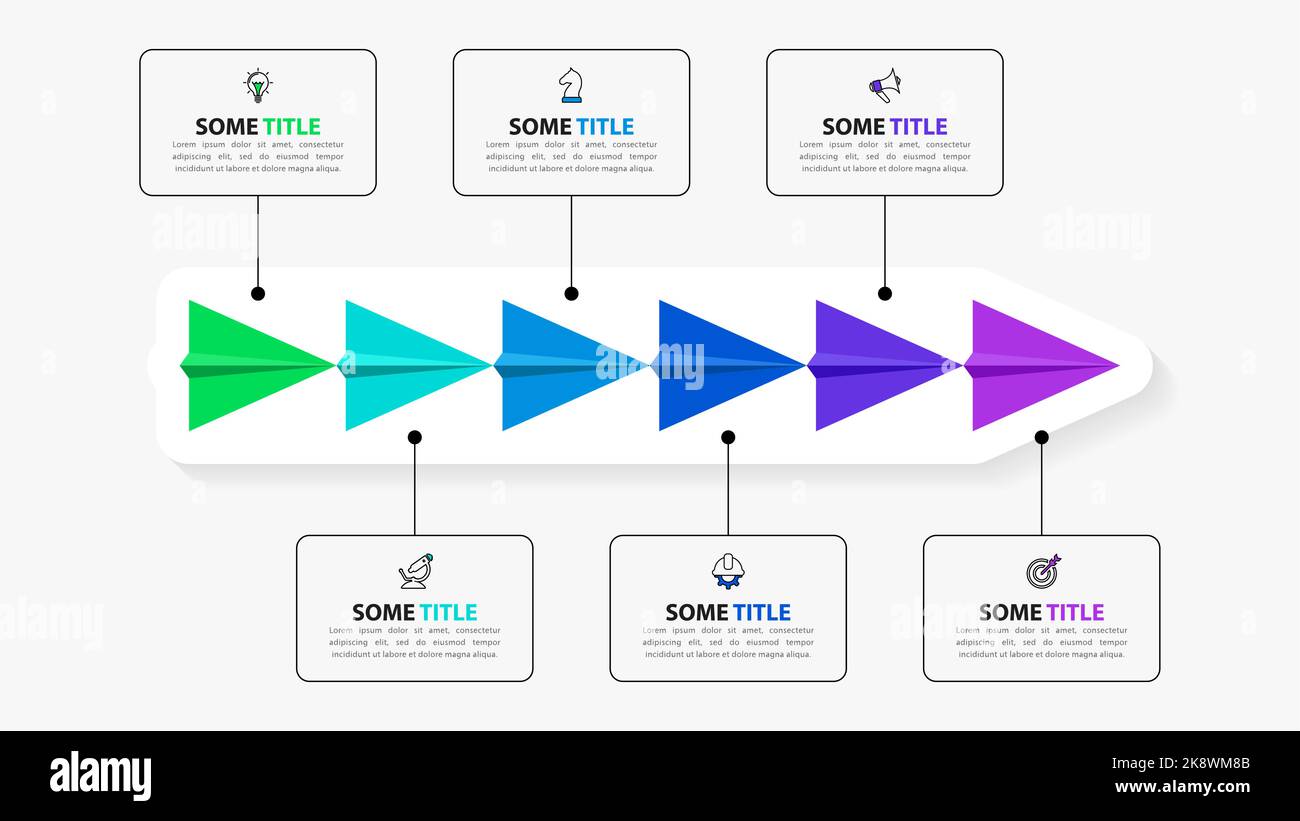 Infographic template with 6 options or steps. Paper planes. Can be used ...