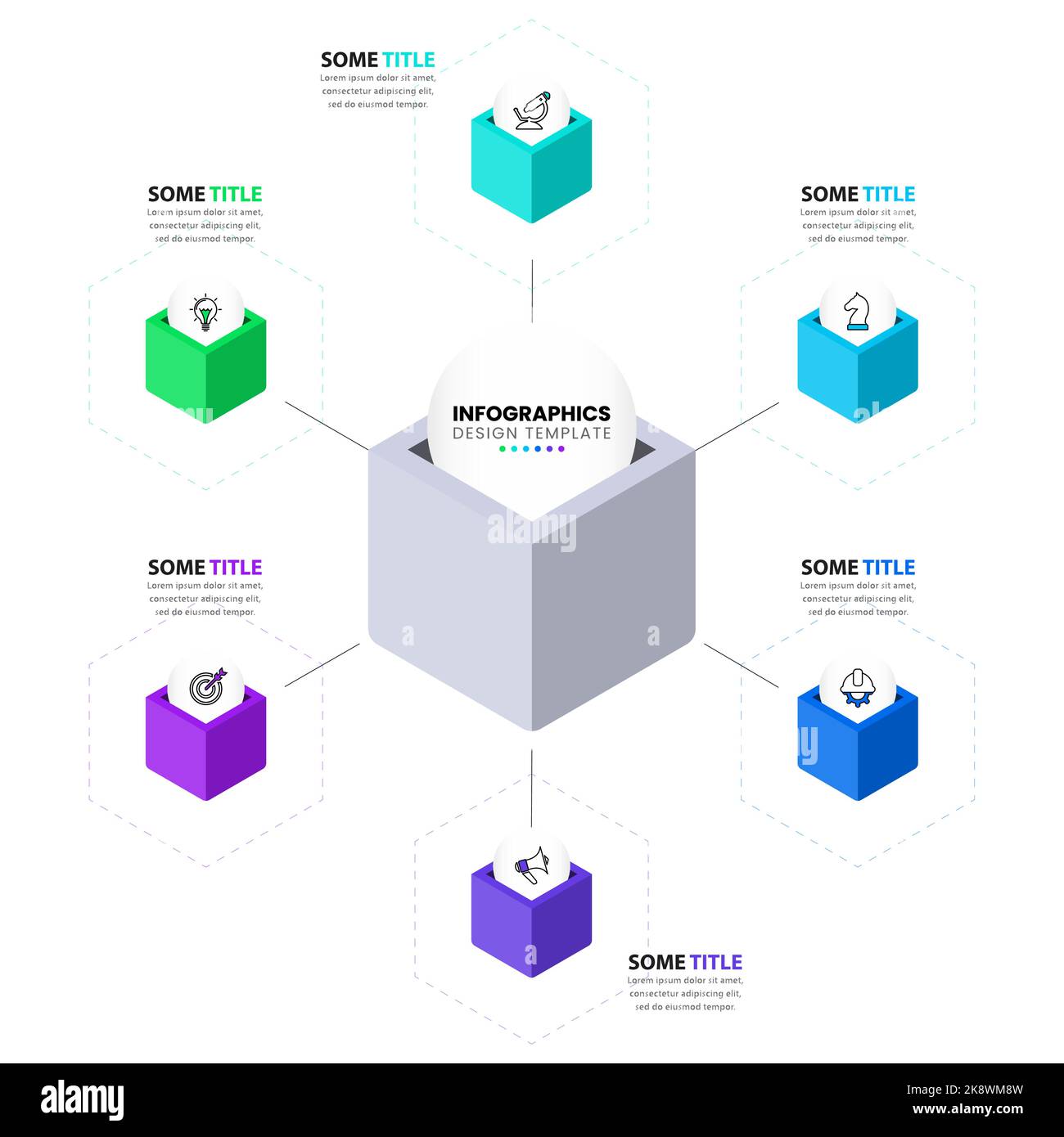Infographic template with icons and 6 options or steps. Cubes. Can be ...