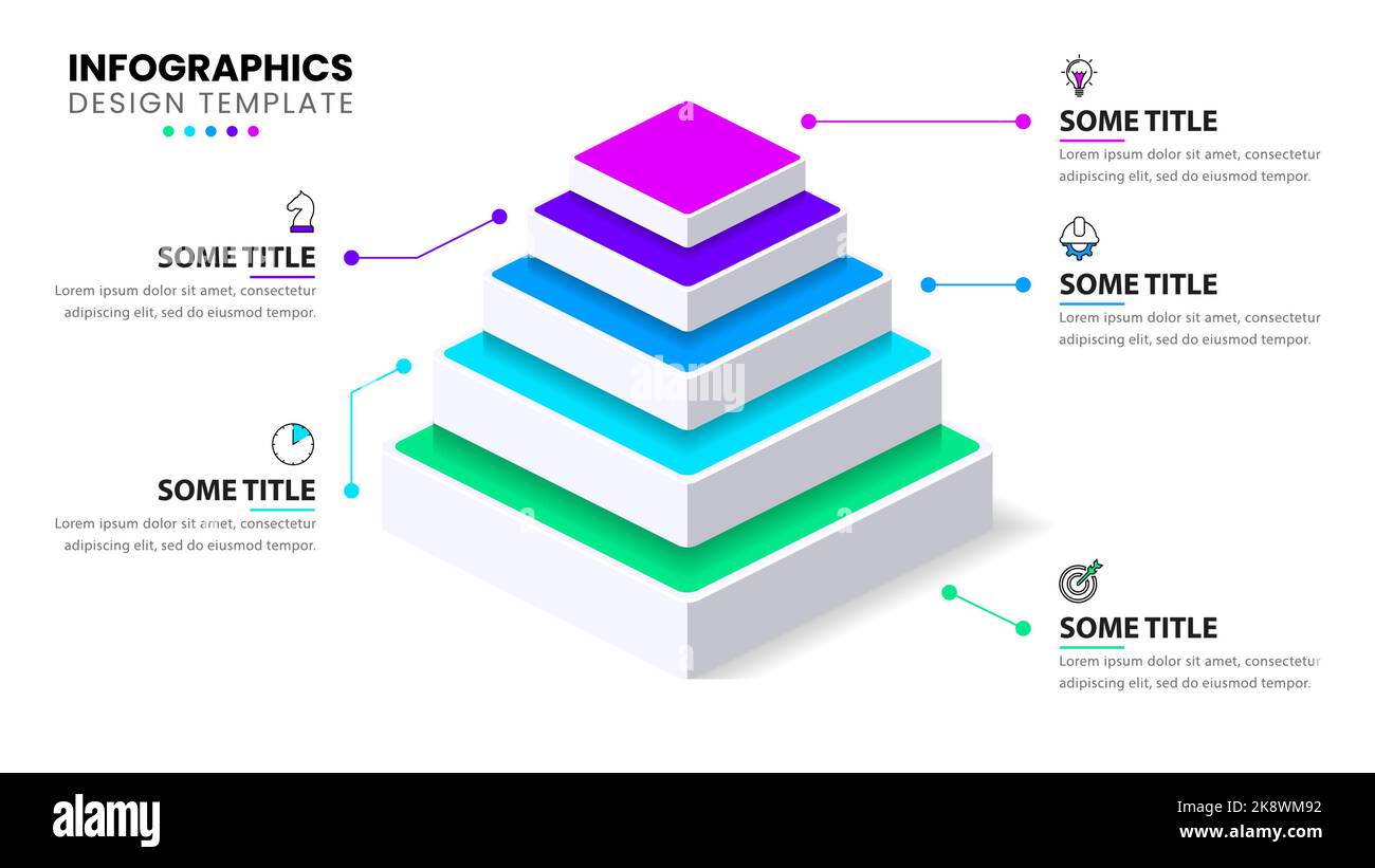 Infographic template with icons and 5 options or steps. Pyramid. Can be ...