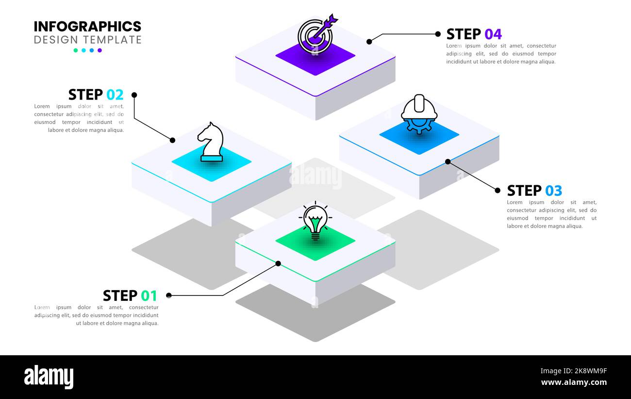 Infographic template with icons and 4 options or steps. Stairs. Can be ...