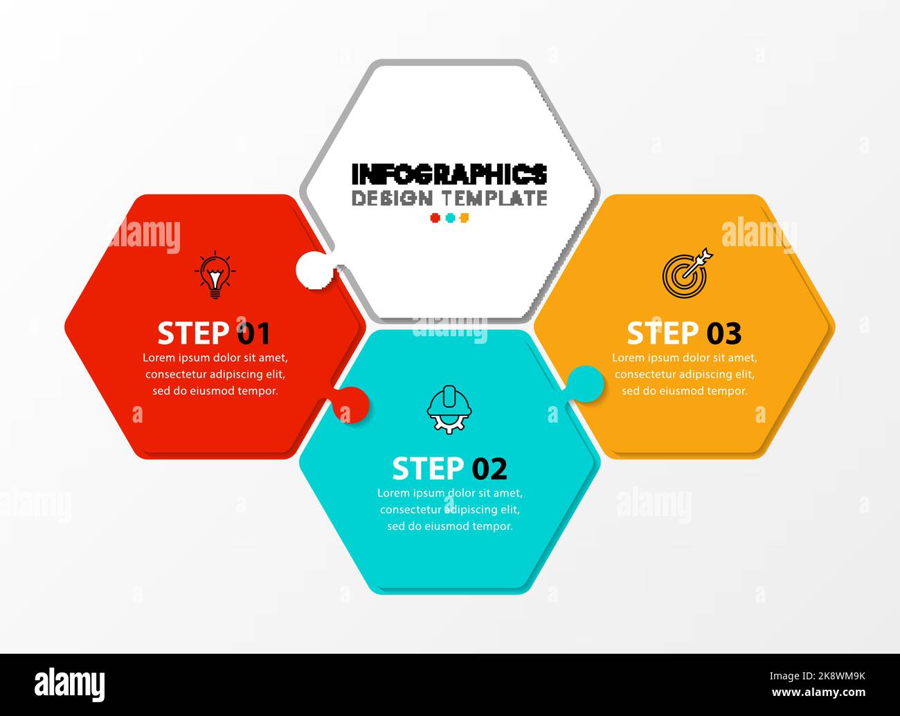 Infographic template with icons and 3 options or steps. Hexagon. Can be ...