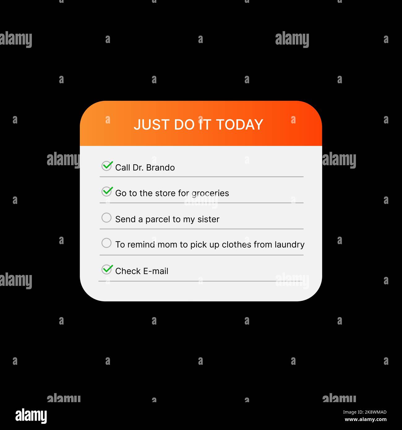 Day Planner Widget UI Concept on Black Background. Social Media. Just ...