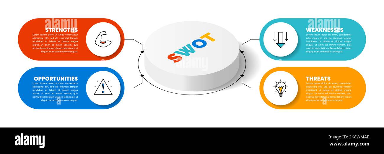 Infographic template with icons and 4 options or steps. SWOT. Can be ...