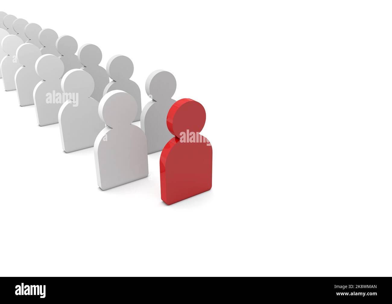 3D illustration of silhouette of a team of people following their ...