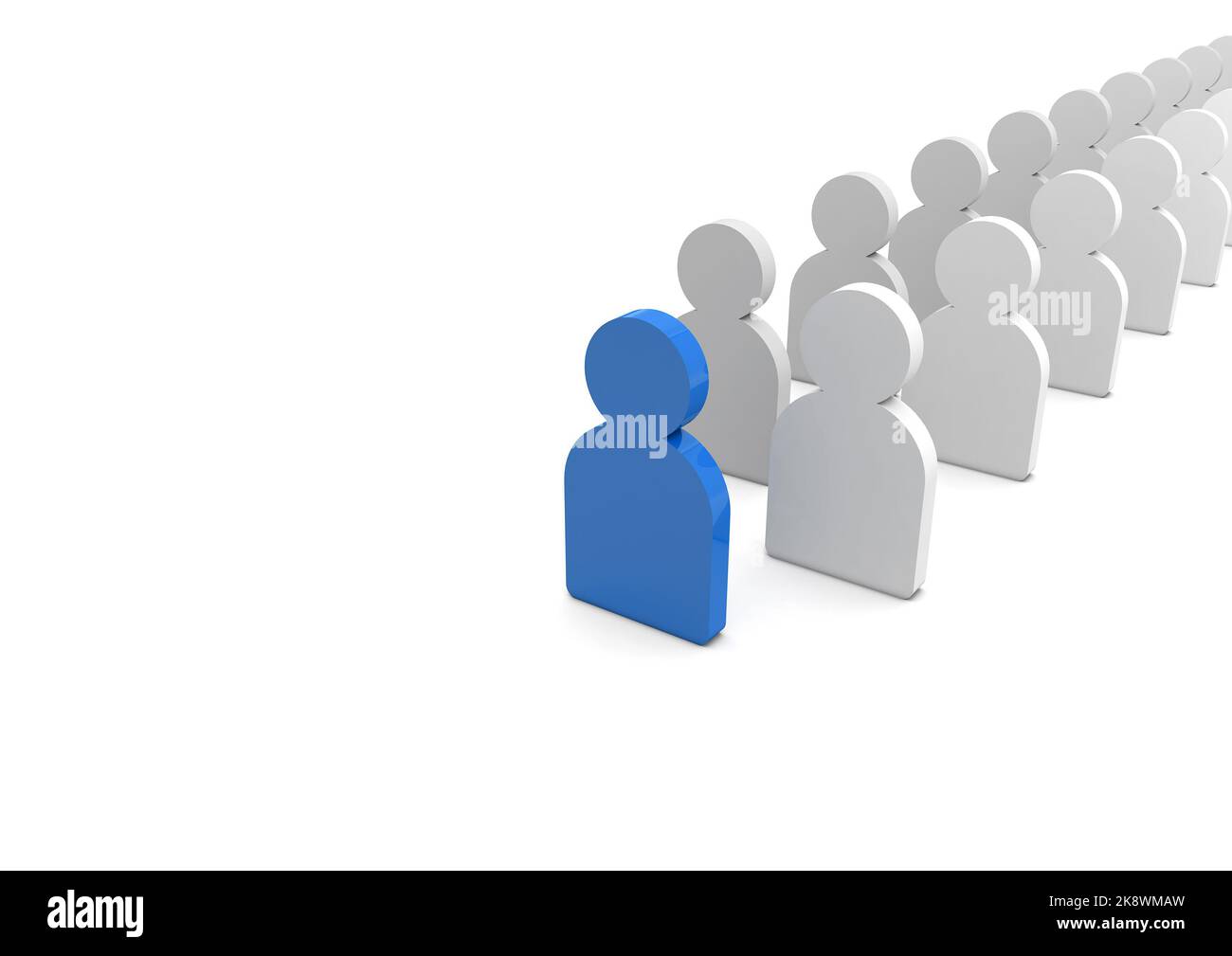 3D illustration of silhouette of a team of people following their ...