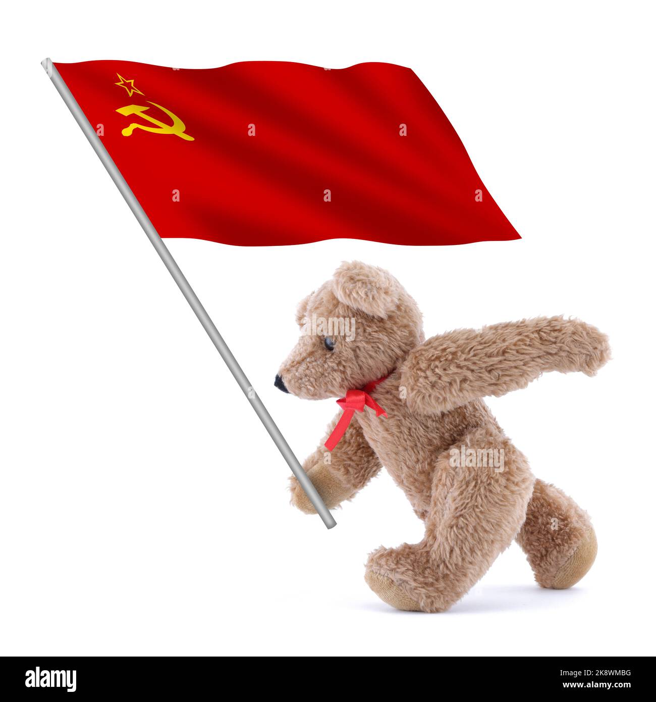 USSR CCCP flag being carried by a cute teddy bear Stock Photo - Alamy