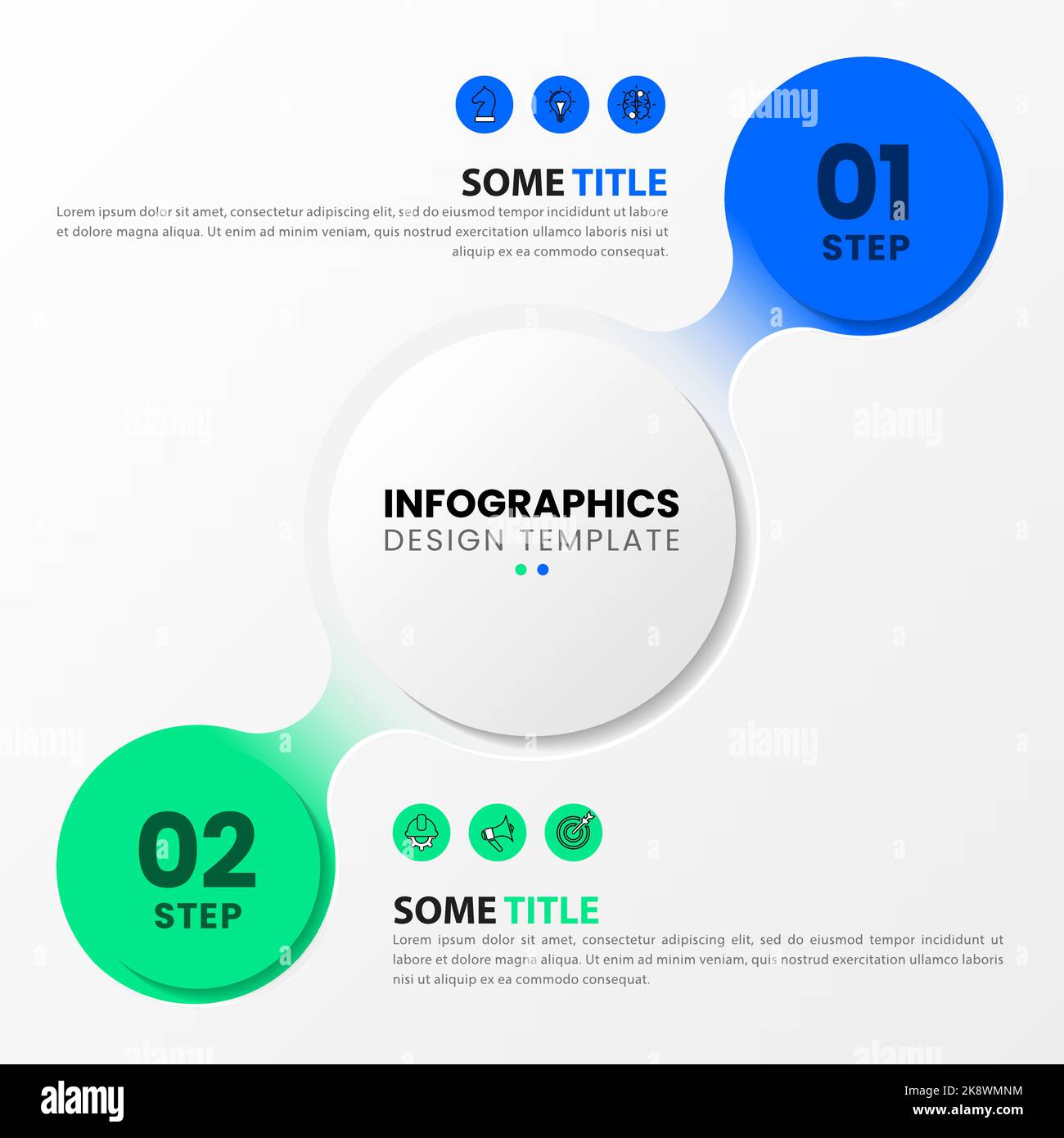 Infographic template with icons and 2 options or steps. Circle. Can be ...