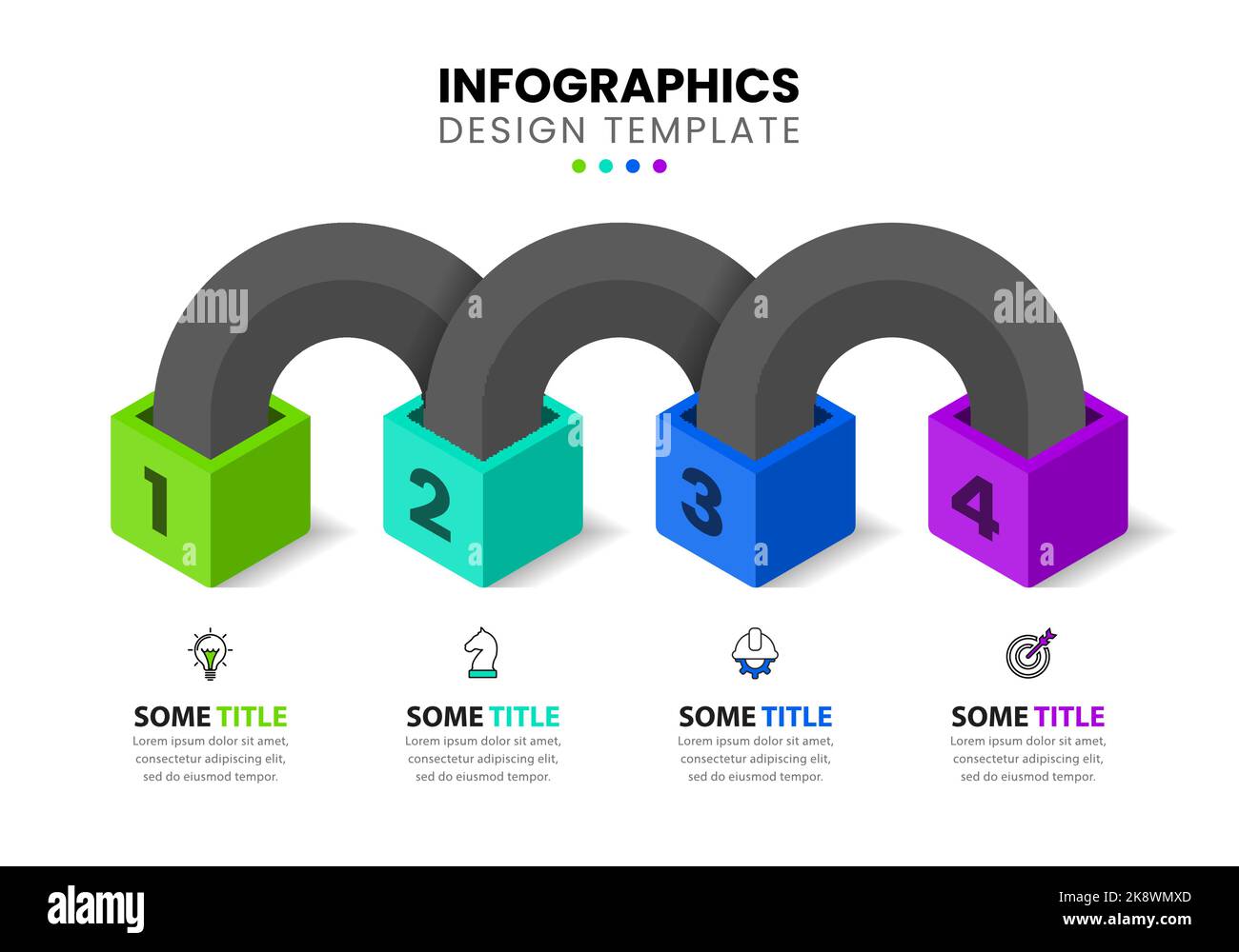 Infographic template with icons and 4 options or steps. Cubes. Can be used for workflow layout ...