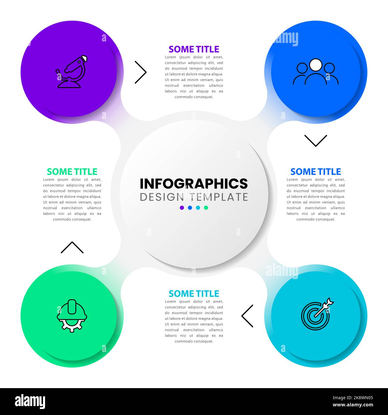 Infographic template with icons and 4 options or steps. Circle. Can be ...