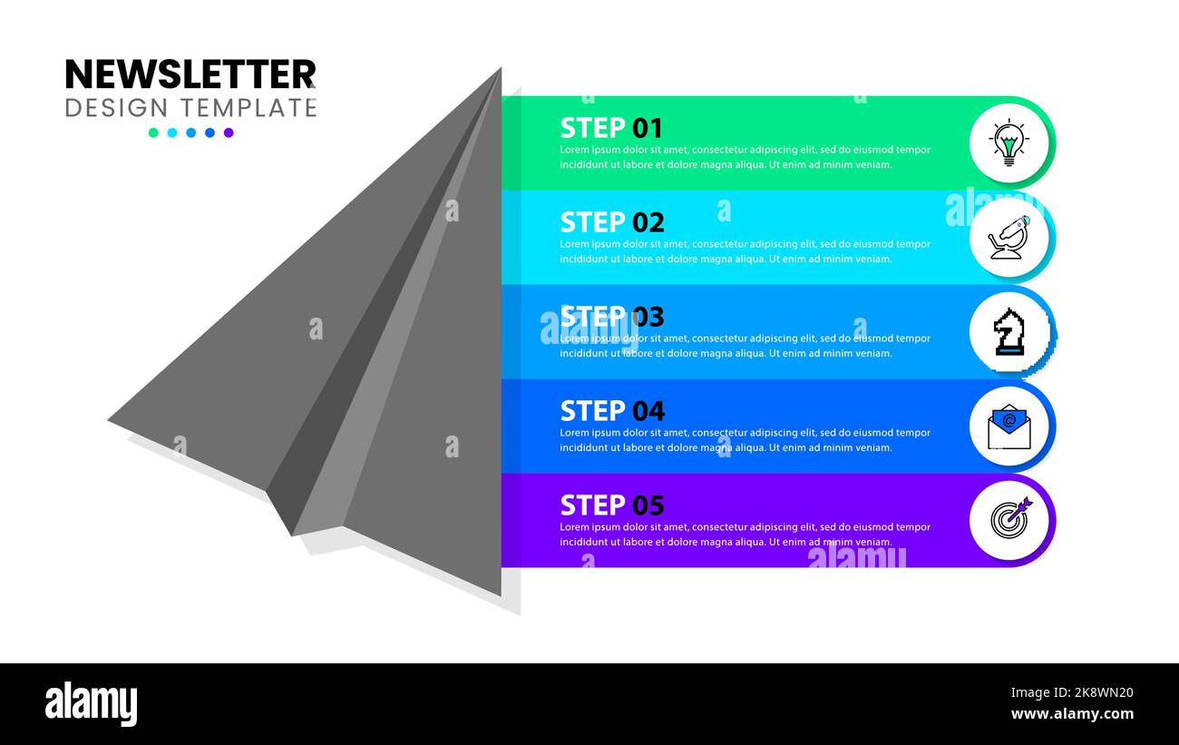 Infographic template with icons and 5 options or steps. Newsletter. Can ...