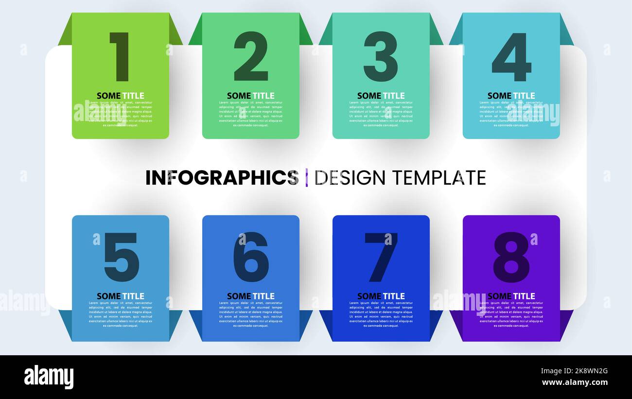 Infographic template with 8 options or steps. Can be used for workflow layout, diagram, banner ...