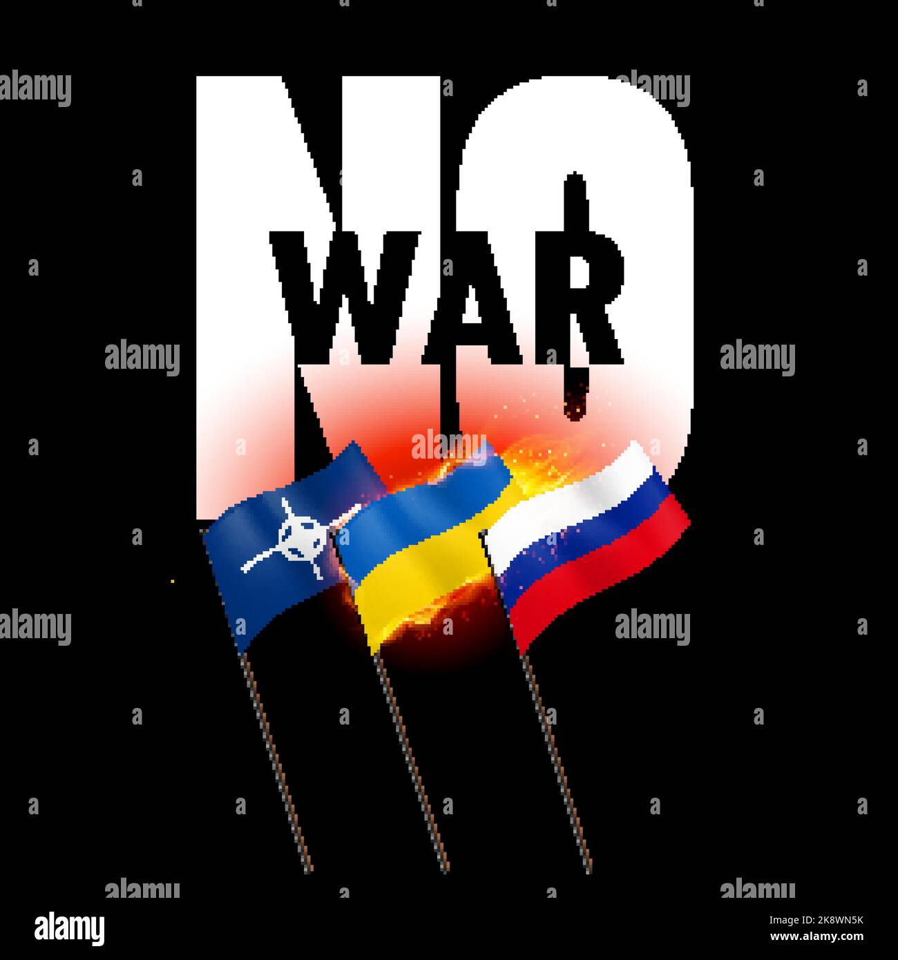 The Flags of NATO, Ukraine, and Russia the Inscription - No War ...