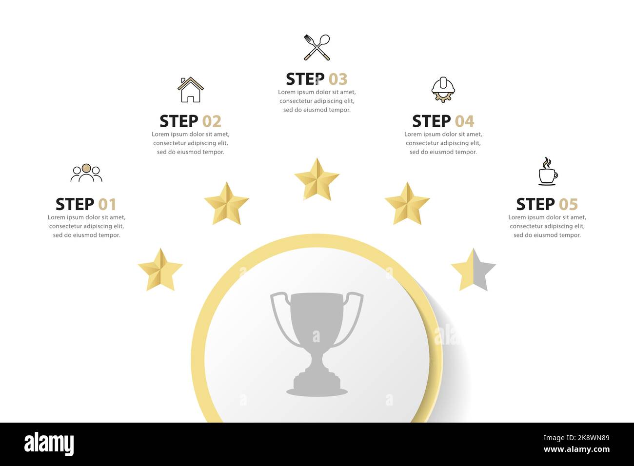 Infographic template with icons and 5 options or steps. Trophy. Can be ...