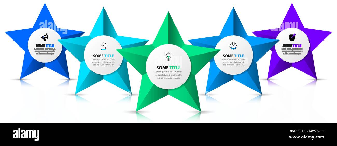 Infographic template with 5 options or steps. Star. Can be used for ...