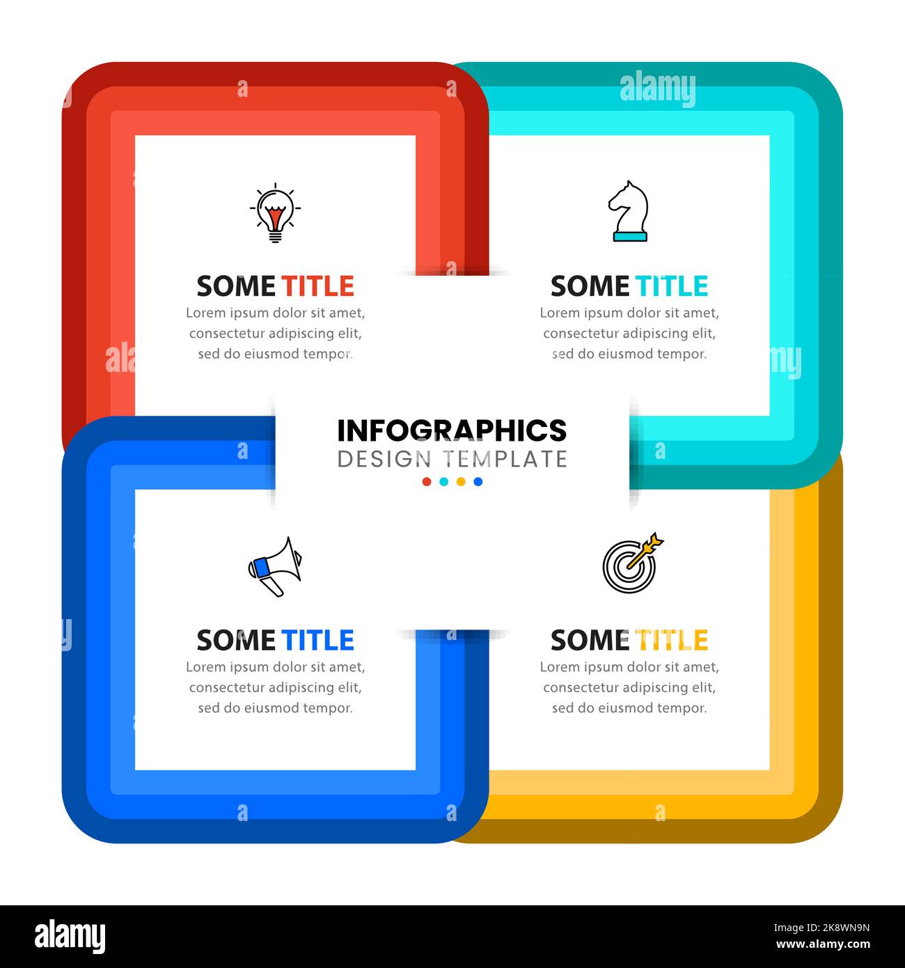 Infographic template with icons and 4 options or steps. Squares. Can be ...