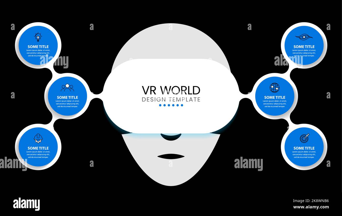 Infographic template with icons and 6 options or steps. Virtual reality ...