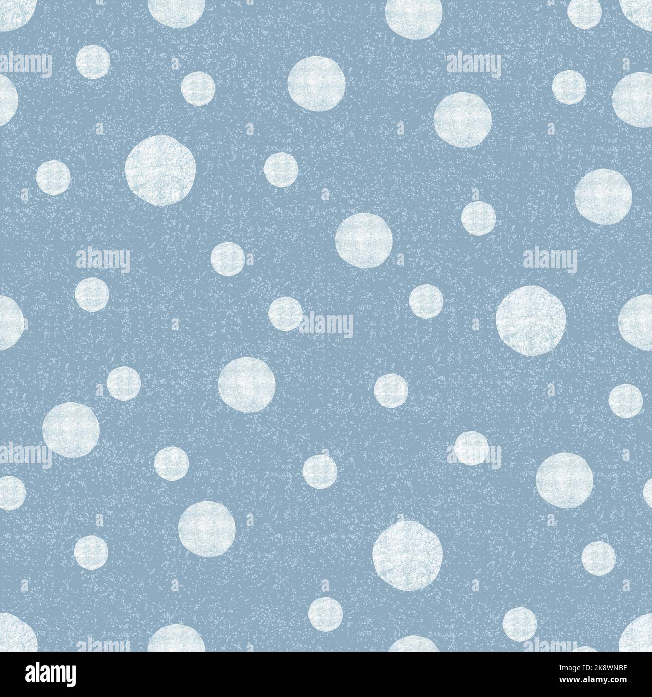 White textured polka dots on blue background. Chaotic small and big ...