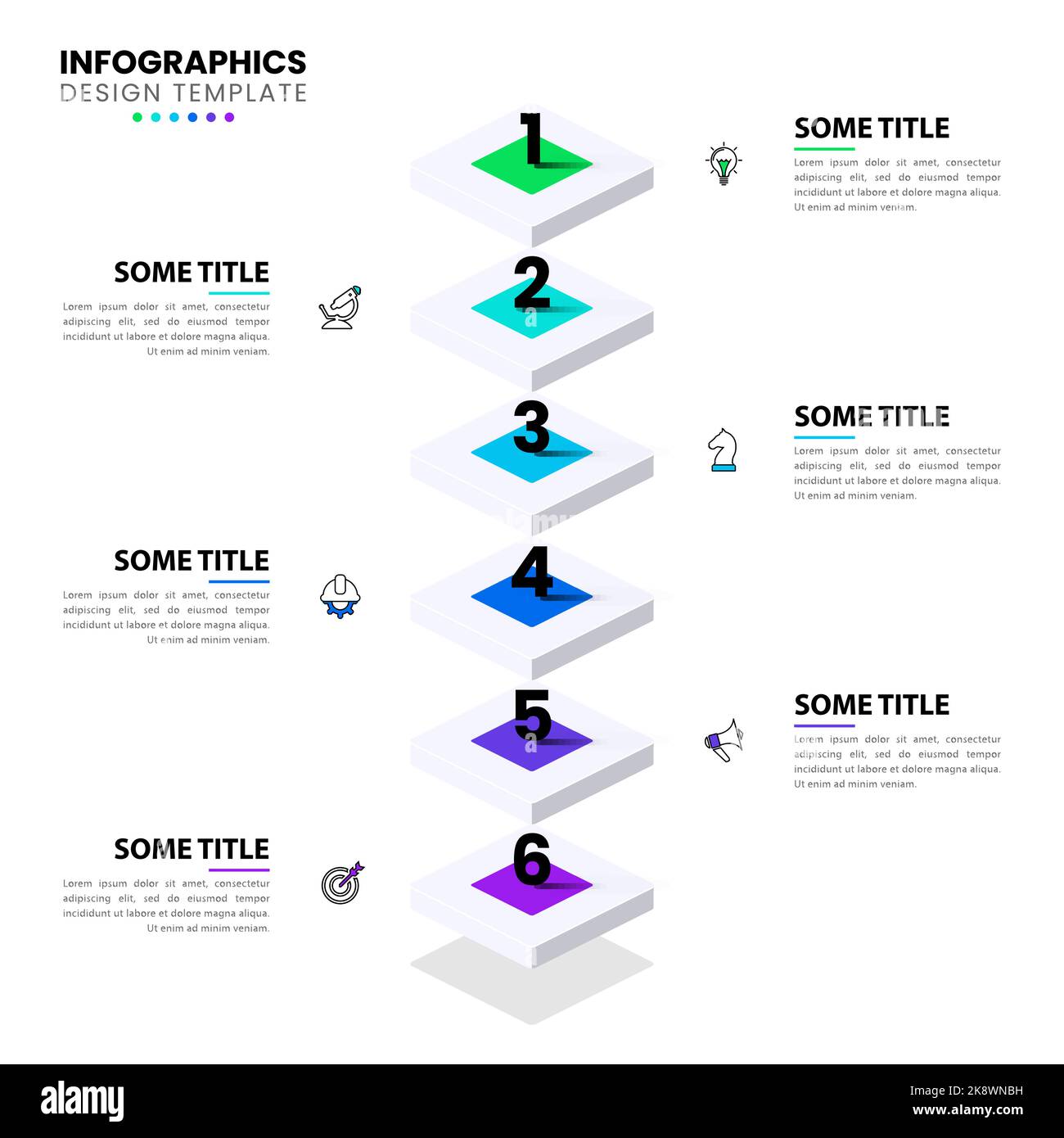 Infographic template with icons and 6 options or steps. Stairs. Can be ...