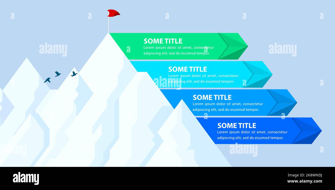 Infographic template with 4 options or steps. Mountain. Can be used for ...