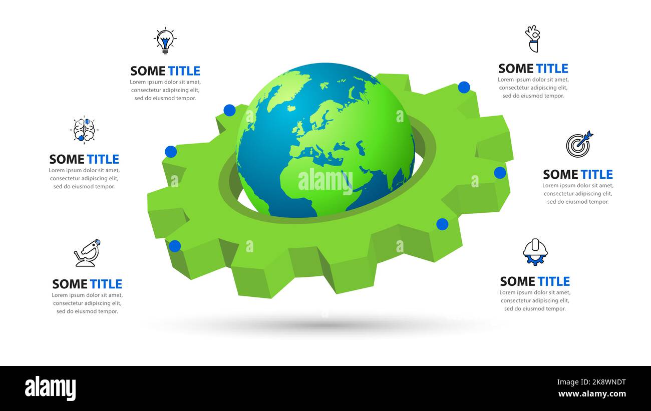 Infographic template with icons and 6 options or steps. Earth. Can be ...