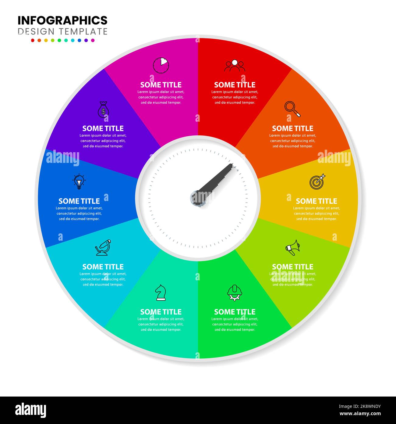 Infographic template with icons and 10 options or steps. Pointer. Can ...