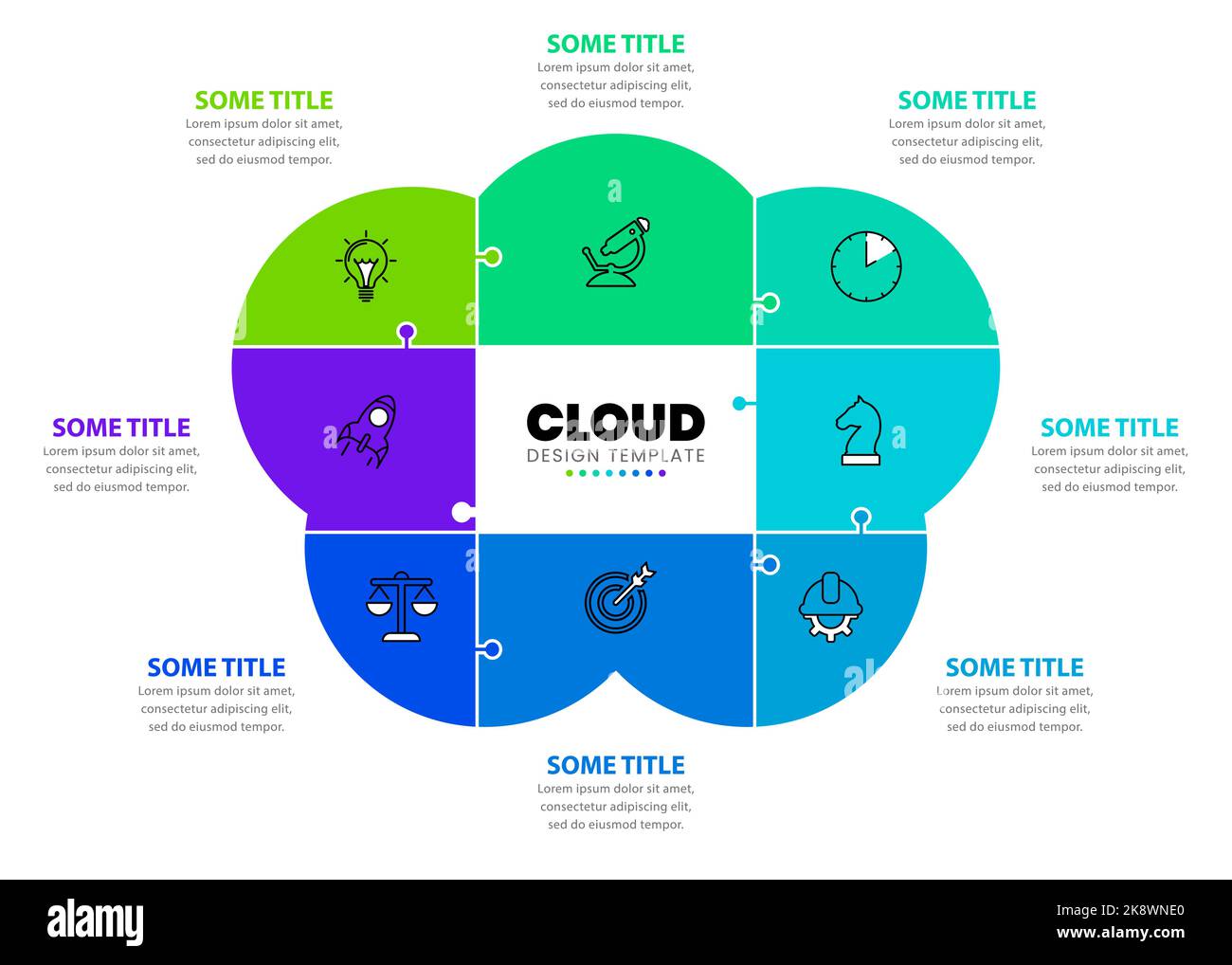 Infographic template with icons and 8 options or steps. Cloud. Can be ...