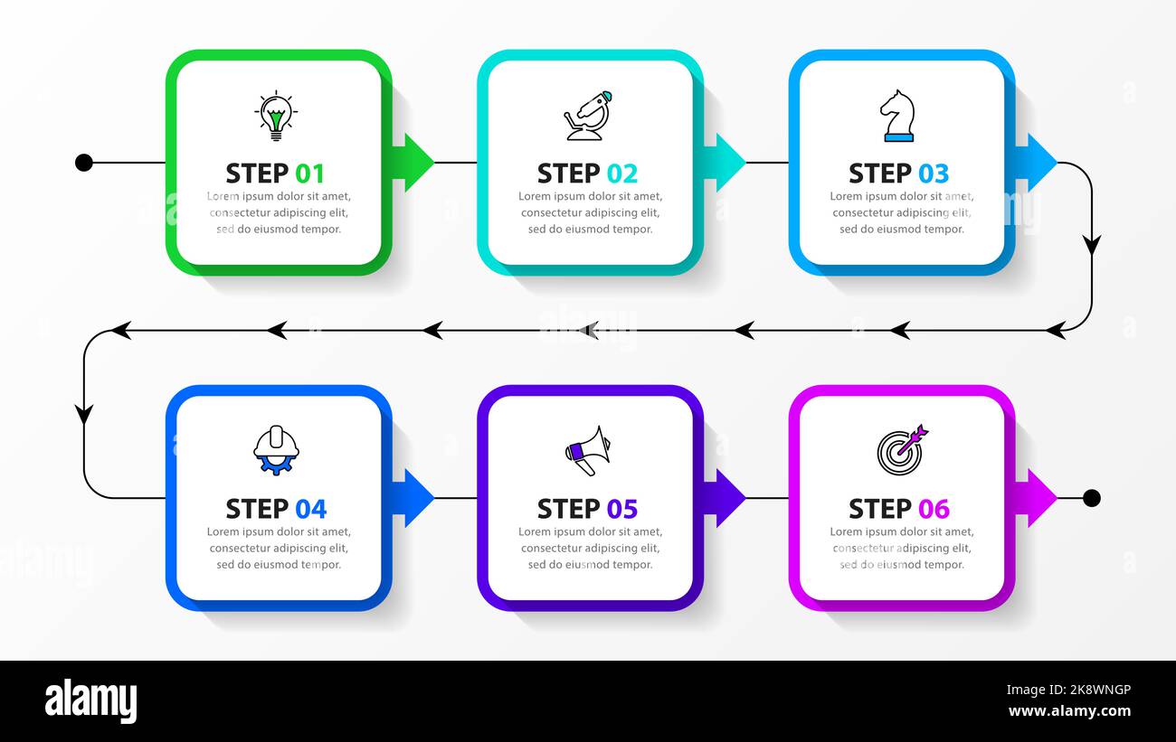 Infographic template with icons and 6 options or steps. Timeline. Can be used for workflow ...